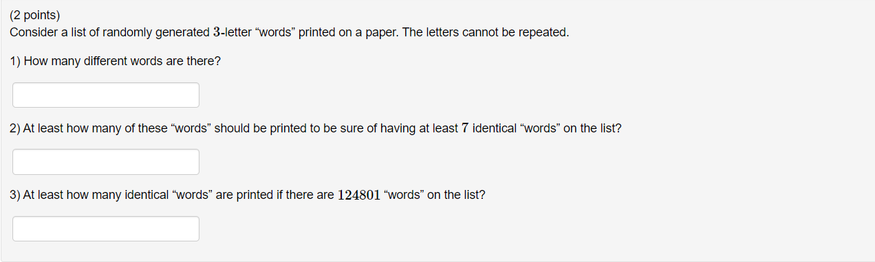 Solved (2 points) Consider a list of randomly generated | Chegg.com