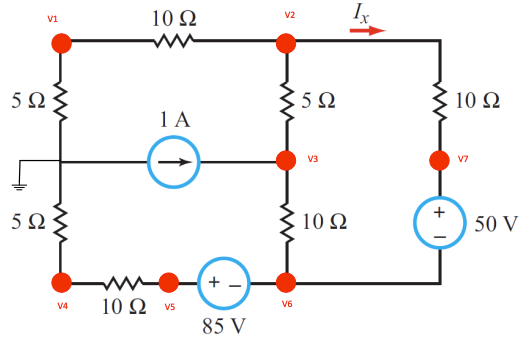 Solved Find V1-V7 voltages using Supernodes and quasi | Chegg.com