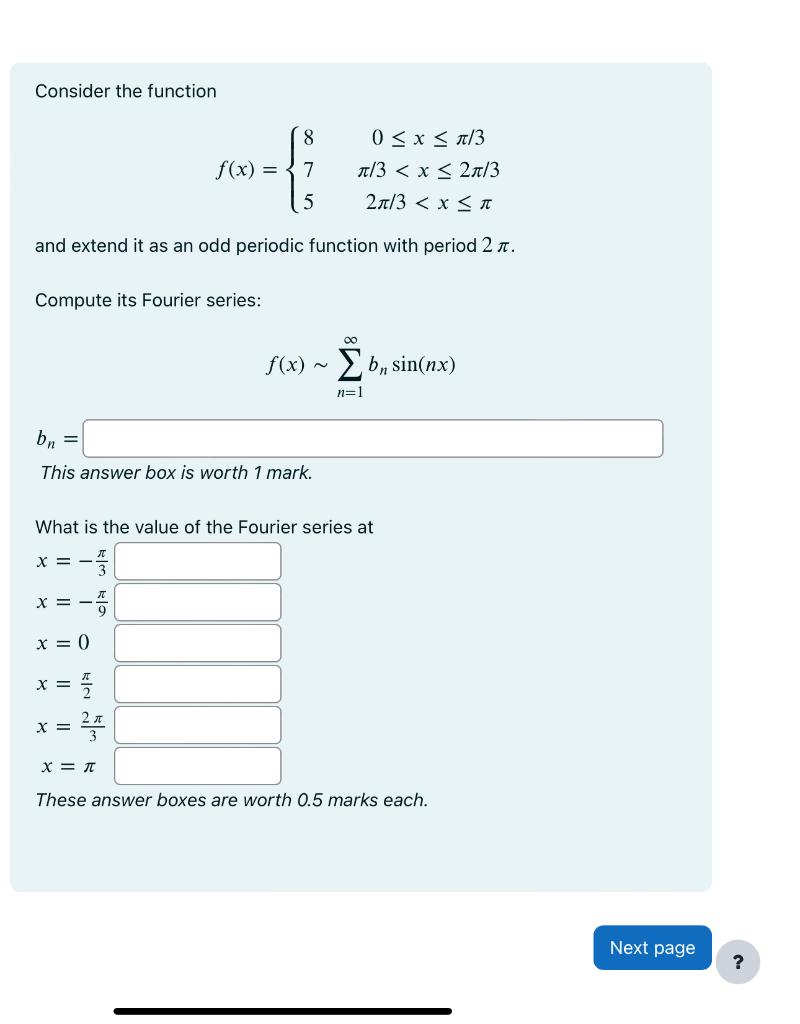Consider the function f(x)=⎩⎨⎧8750≤x≤π/3π/3 | Chegg.com