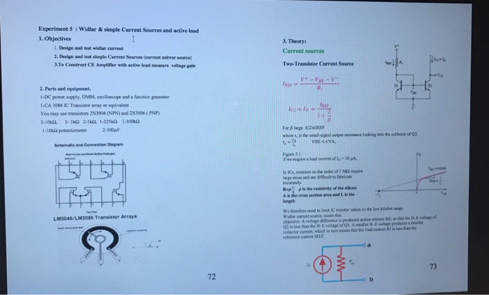 Solved Experiment 5: Widlar& simple Current Sources and | Chegg.com