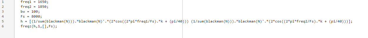 Solved I need help creating a bandpass filter in MATLAB that | Chegg.com