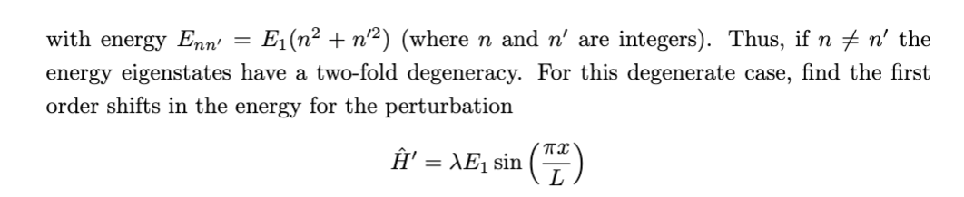 Solved Degenerate Perturbation Theory Consider a particle | Chegg.com