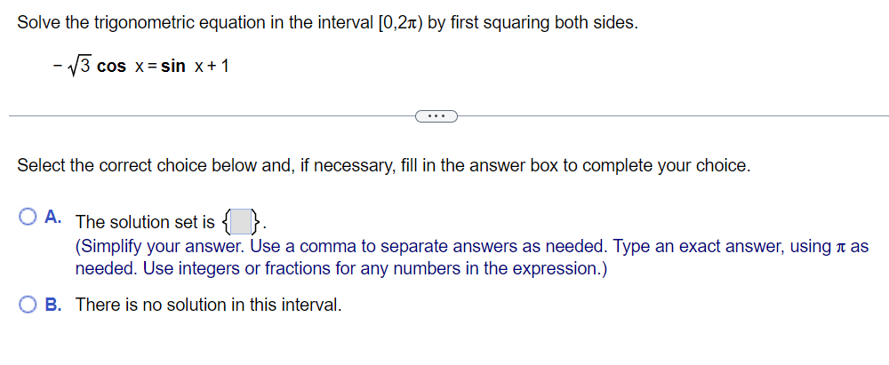 Solved Solve the trigonometric equation in the interval | Chegg.com