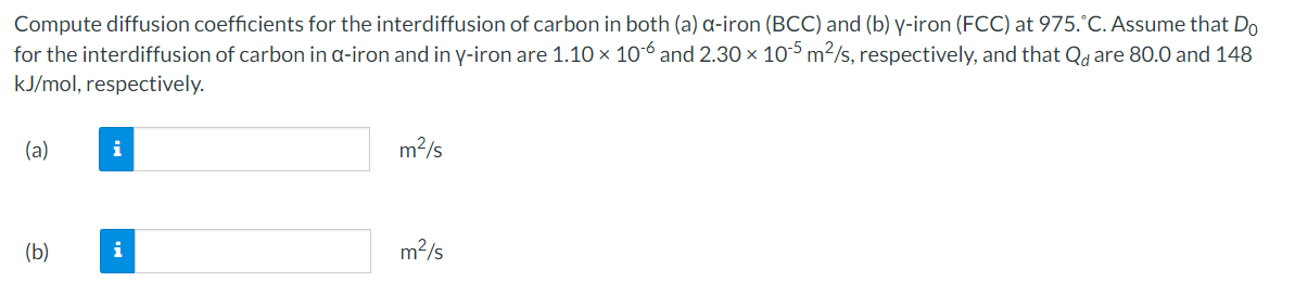 Solved Compute diffusion coefficients for the interdiffusion | Chegg.com