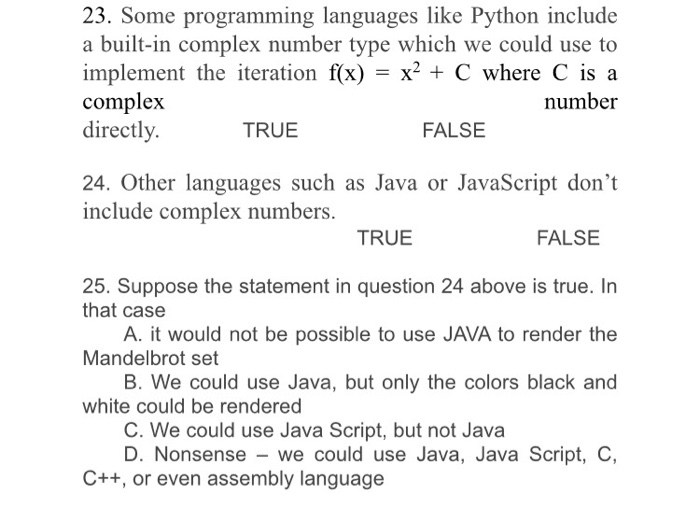 Solved 23. Some programming languages like Python include a | Chegg.com