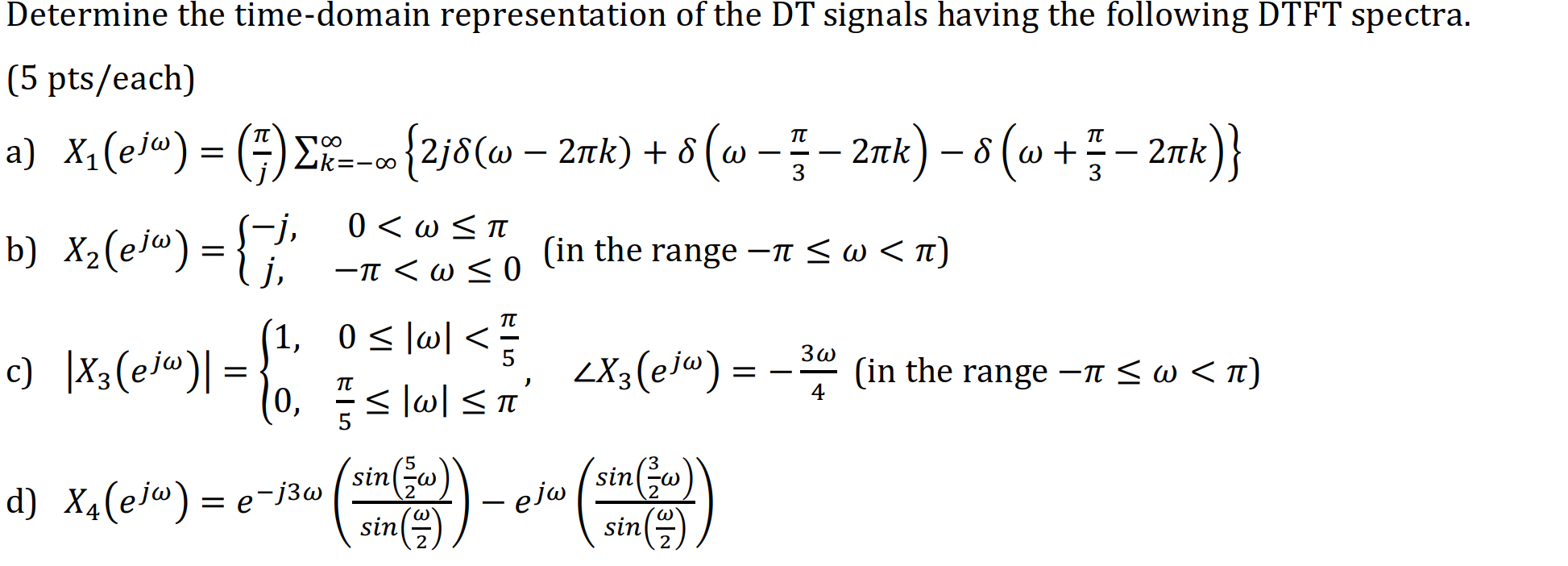 Solved Determine the time-domain representation of the DT | Chegg.com