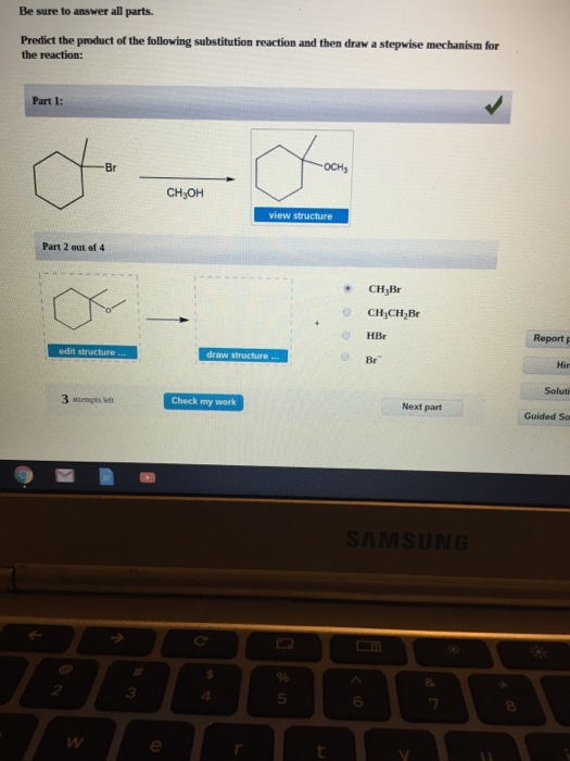 Solved Predict the product of the following substitution | Chegg.com