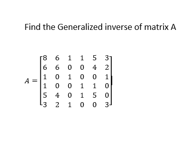 Solved Find the Generalized inverse of matrix A A || [8 6 1 | Chegg.com