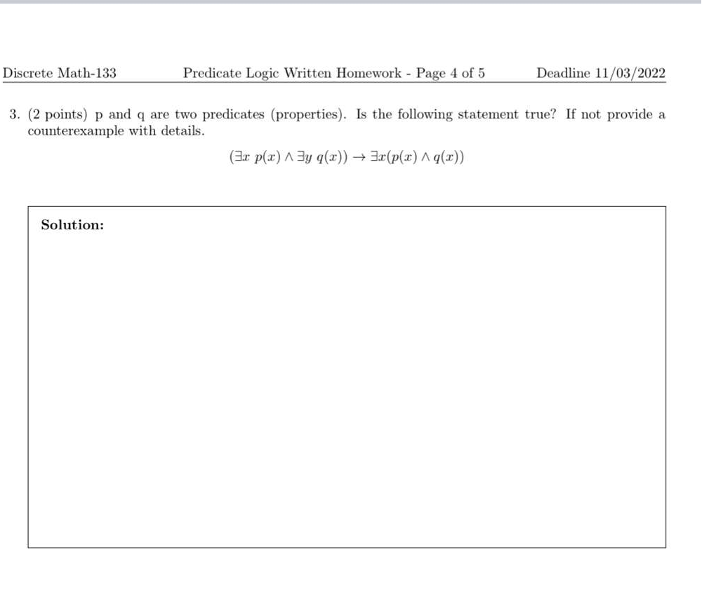Solved ( 2 points) p and q are two predicates (properties). | Chegg.com