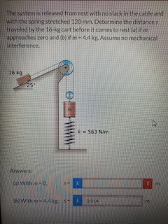 Solved The system is released from rest with no slack in the | Chegg.com