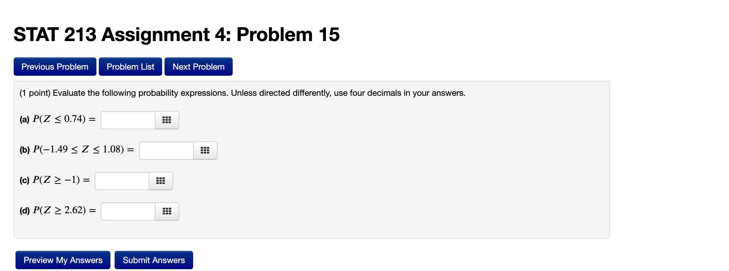 Solved Stat 213 Assignment 4 Problem 15 Previous Problem 7385