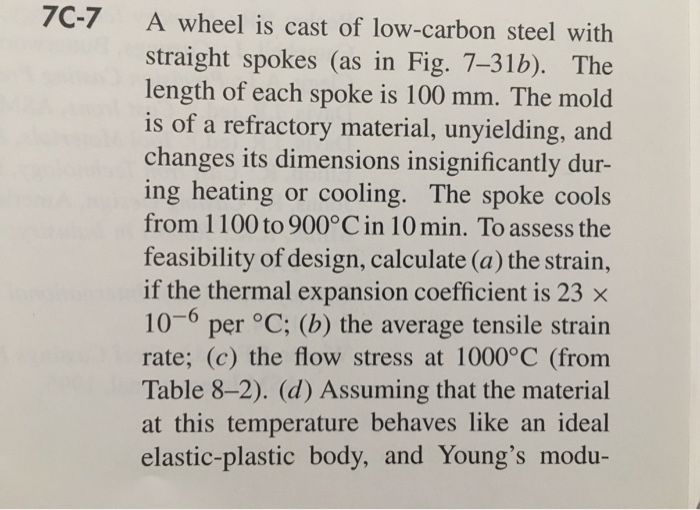Solved 7C-7 A wheel is cast of low-carbon steel with | Chegg.com