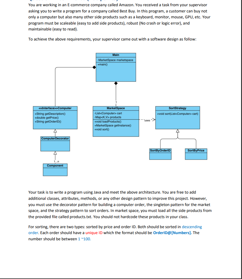 Solved You are working in an E-commerce company called | Chegg.com