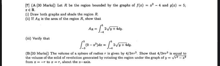 Solved [7] (A:[30 Marks]) Let R be the region bounded by the | Chegg.com