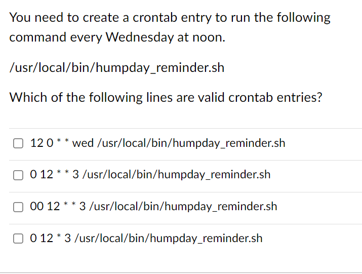 Solved You need to create a crontab entry to run the | Chegg.com