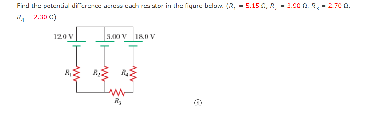 Solved = = = Find the potential difference across each | Chegg.com