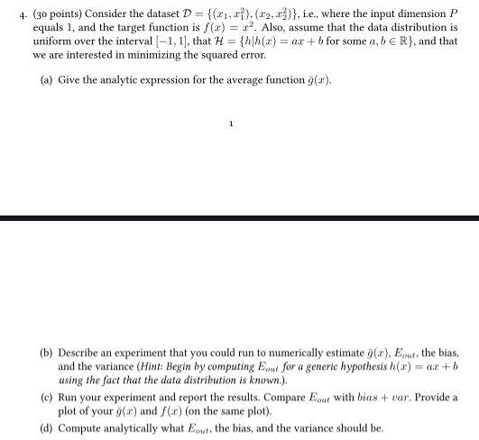 Solved (3o points) Consider the dataset | Chegg.com