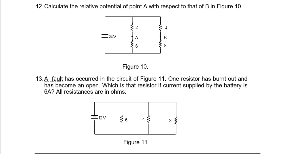 Solved 12. Calculate the relative potential of point A with | Chegg.com