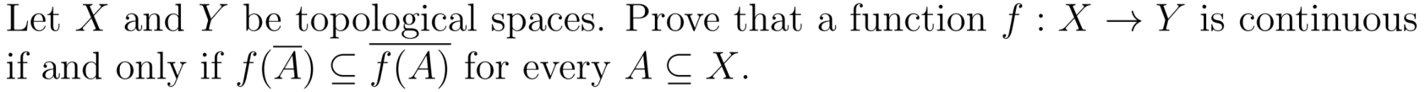 Solved Let X and Y be topological spaces. Prove that a | Chegg.com