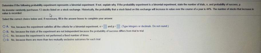 Solved Determine if the following probability experiment | Chegg.com