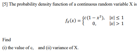 Solved [5] The probability density function of a continuous | Chegg.com