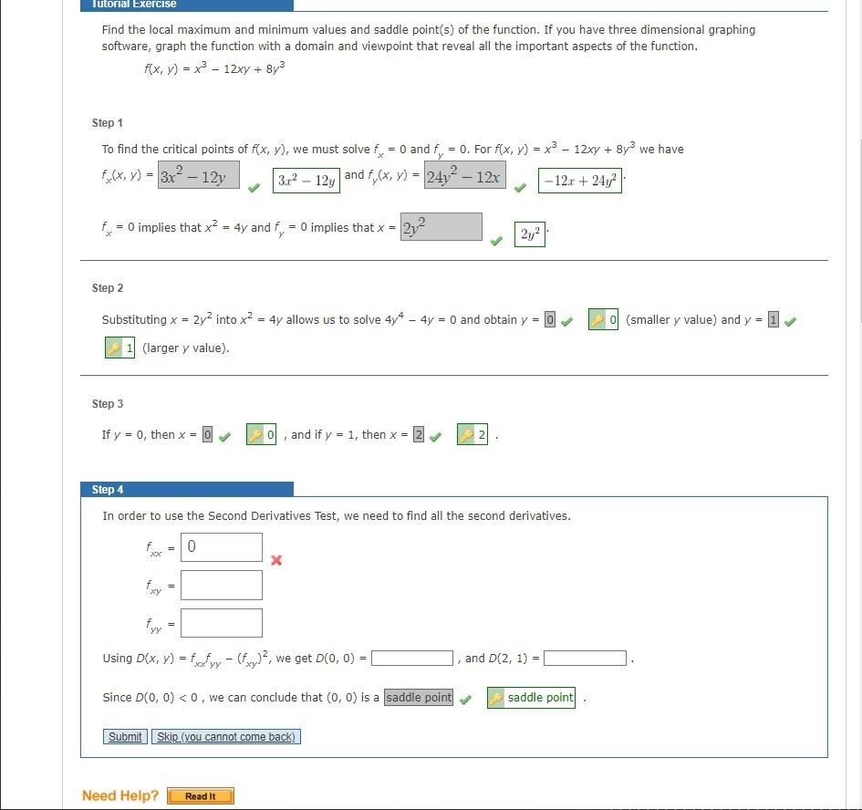 Solved Find the local maximum and minimum values and saddle | Chegg.com