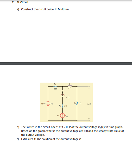 Solved a) Construct the circuit below in Multisim. b) The | Chegg.com