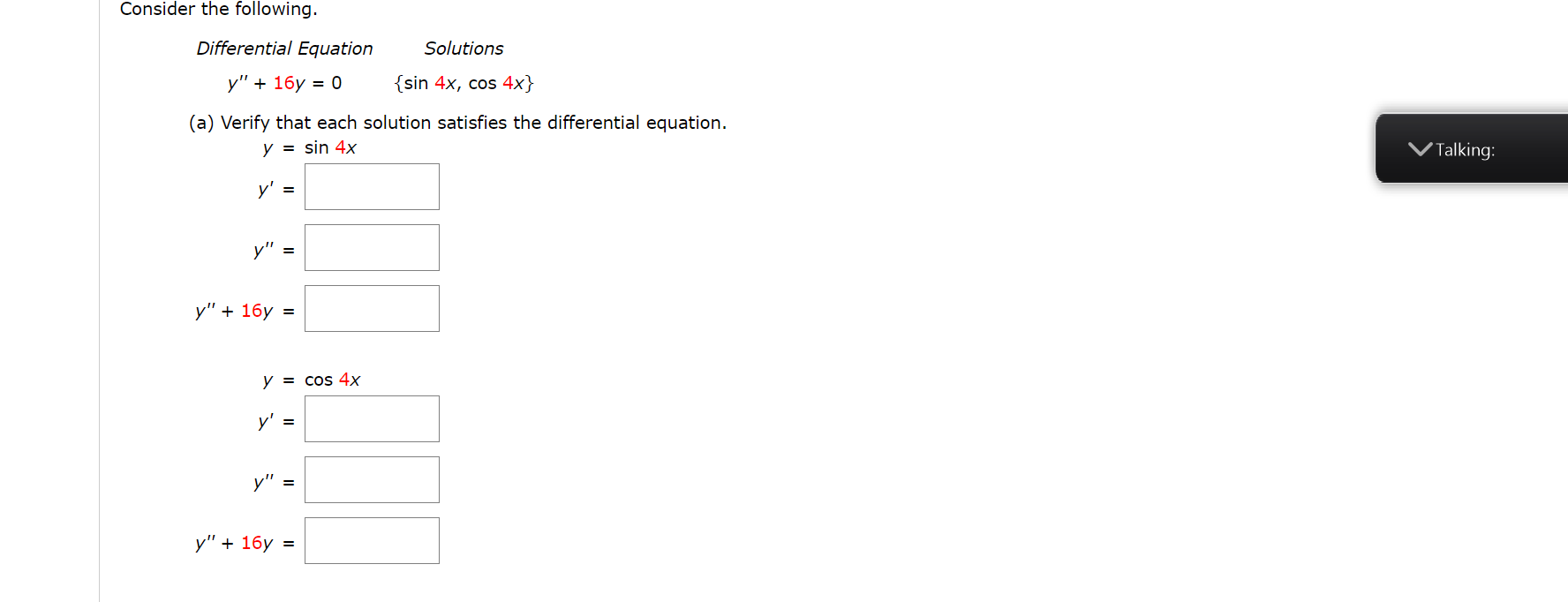Solved Consider the following. Differential Equation | Chegg.com