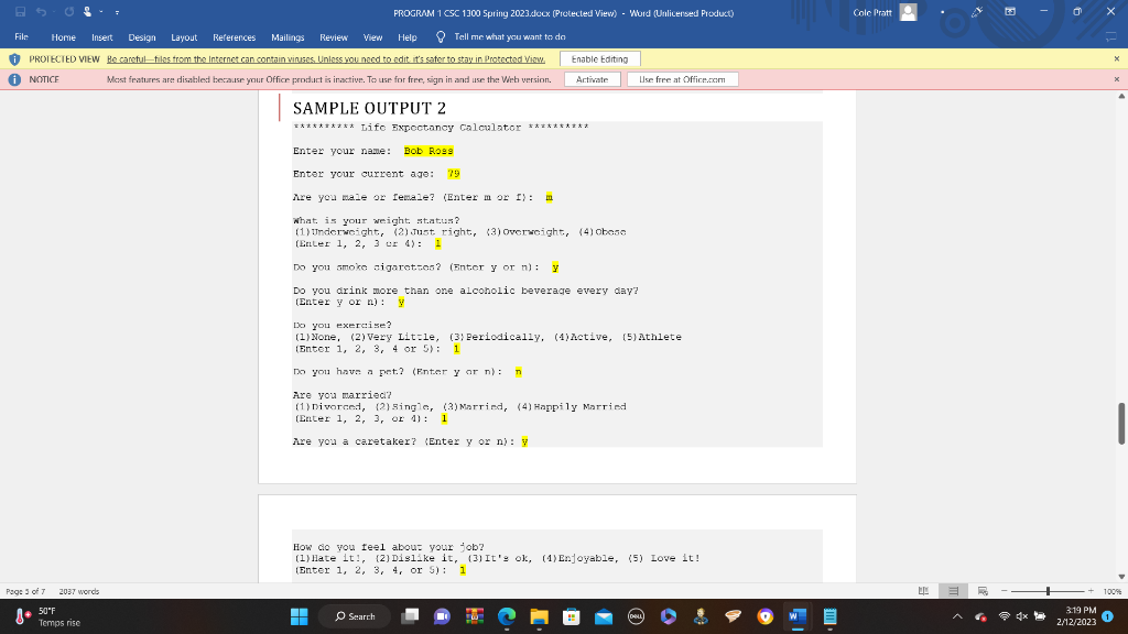 Solved PROGRAM DESCRIPTION Your program must ask the user | Chegg.com
