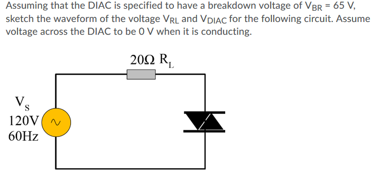 Solved Assuming that the DIAC is specified to have a | Chegg.com