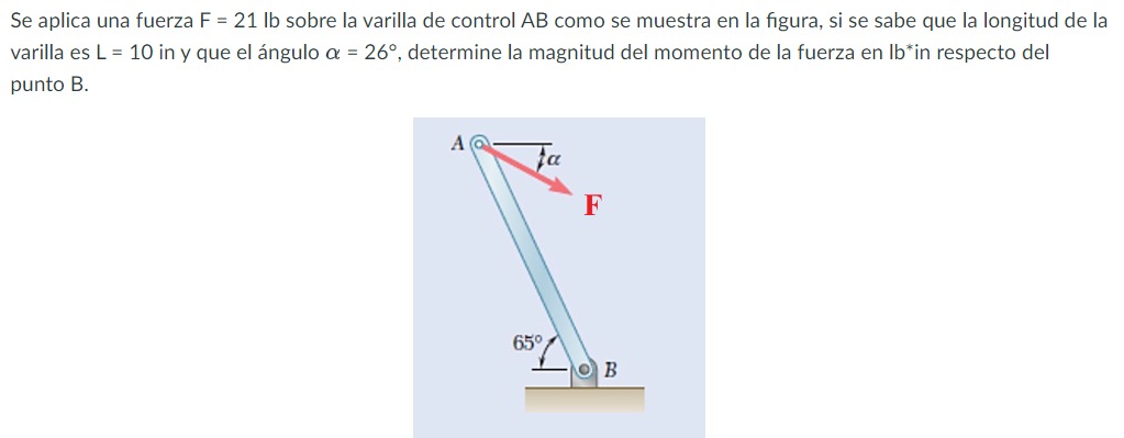 Solved Se aplica una fuerza \\( F=21 \\mathrm{lb} \\) sobre | Chegg.com