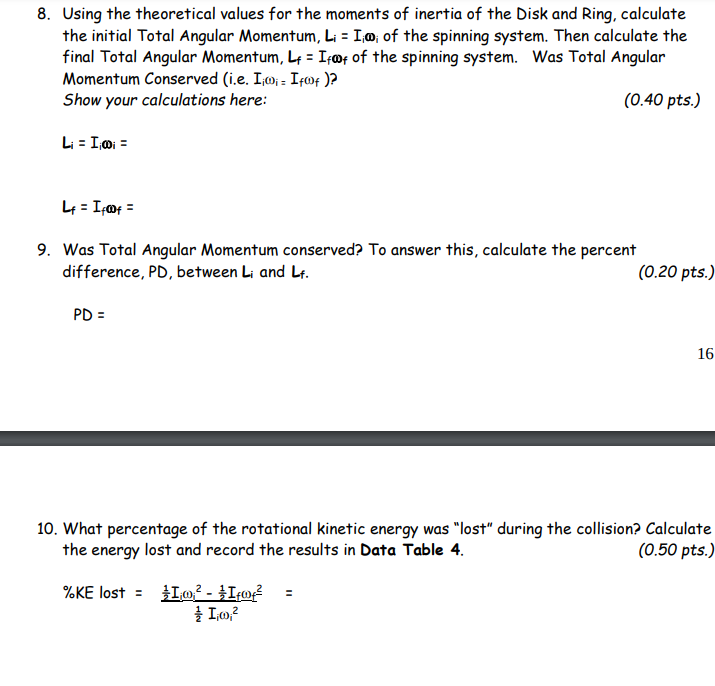 Solved Part 3 - Conservation of Angular Momentum Preliminary | Chegg.com