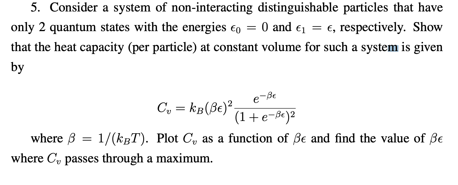 5. Consider a system of non-interacting | Chegg.com