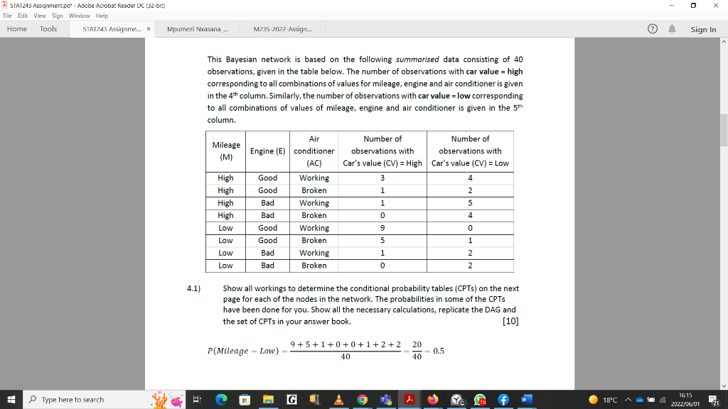 Solved STAT243 Assignment.pdt - Adobe Acrobat Reader DC | Chegg.com