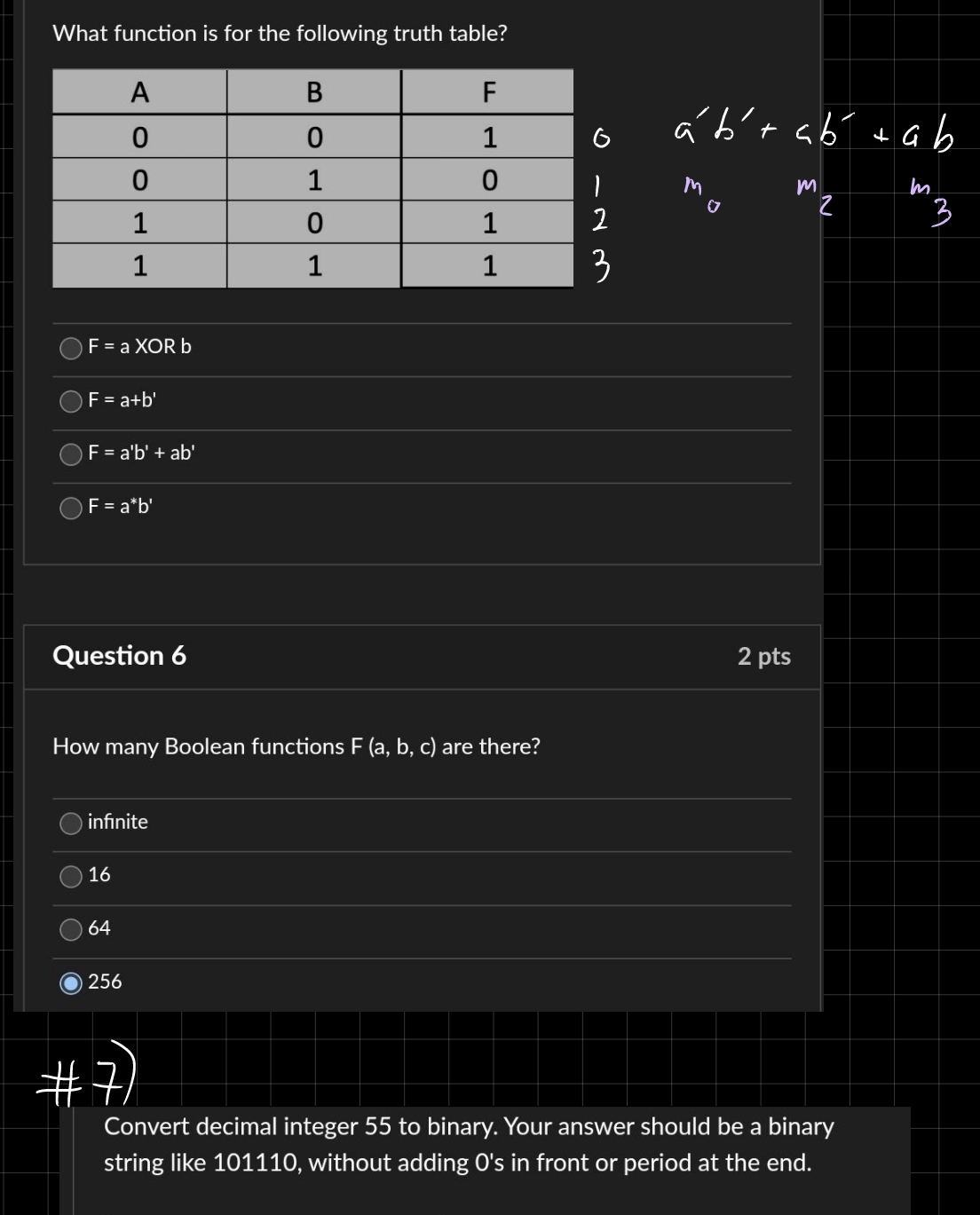 Solved What function is for the following truth table? F=a | Chegg.com