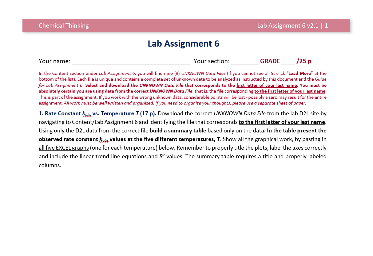 Chemical Thinking Lab Assignment 6 v2.1 | 1 Lab | Chegg.com