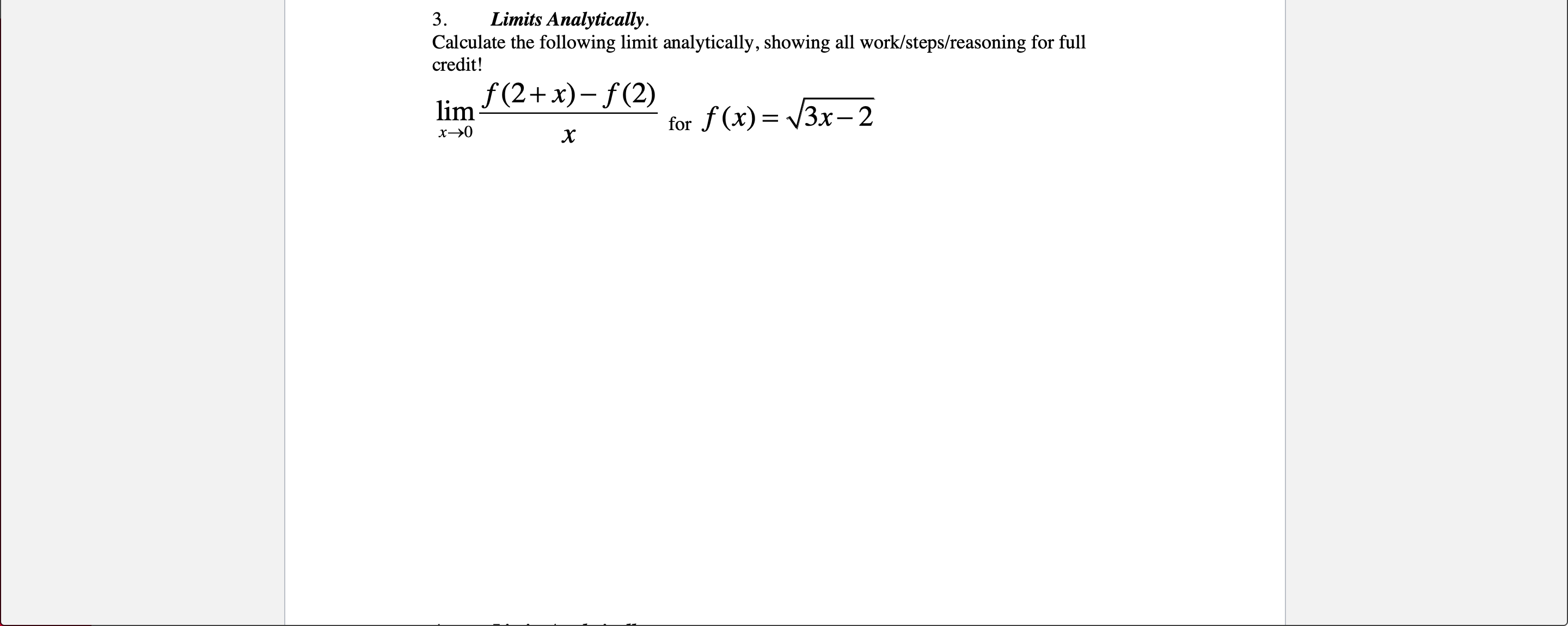 Solved 3 Limits Analytically Calculate The Following Limit