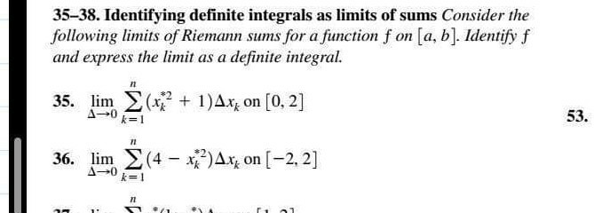 Solved 35-38. Identifying definite integrals as limits of | Chegg.com
