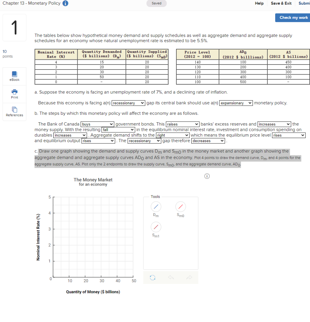 Solved Chapter 13 - Monetary Policy A Saved Help Save & Exit | Chegg.com
