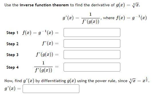 Solved Use the inverse function theorem to find the | Chegg.com