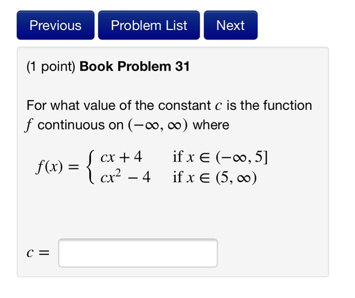 Solved Previous Problem ListNext (1 point) Book Problem 31 | Chegg.com
