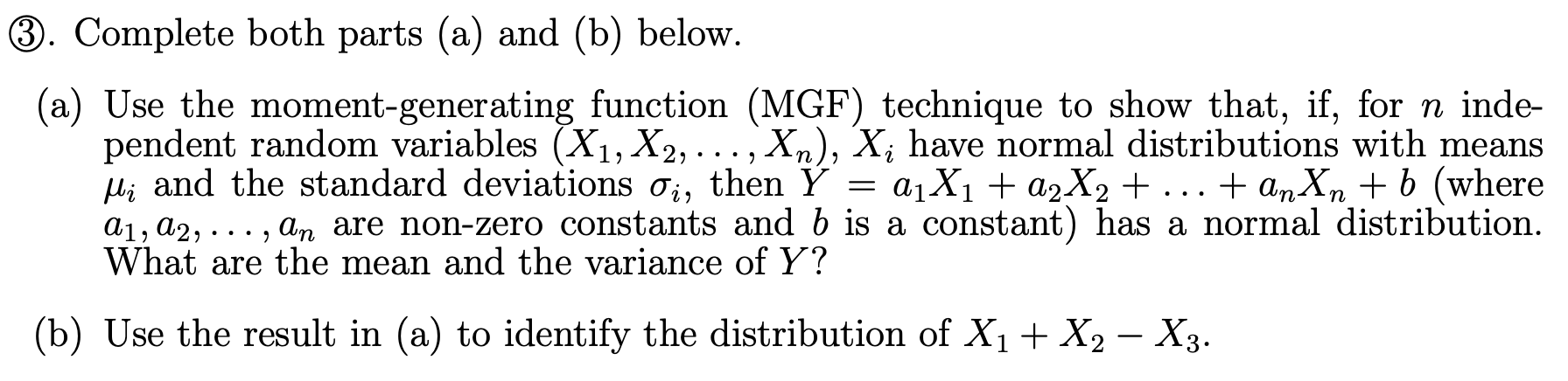 Solved (3). ﻿Complete both parts (a) ﻿and (b) ﻿below.(a) | Chegg.com