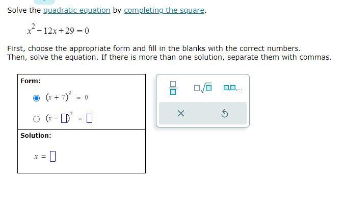 Solved Solve the quadratic equation by completing the | Chegg.com