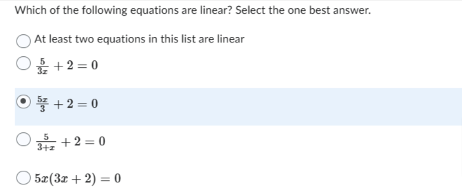 Solved Which of ﻿the following equations are linear? Select | Chegg.com