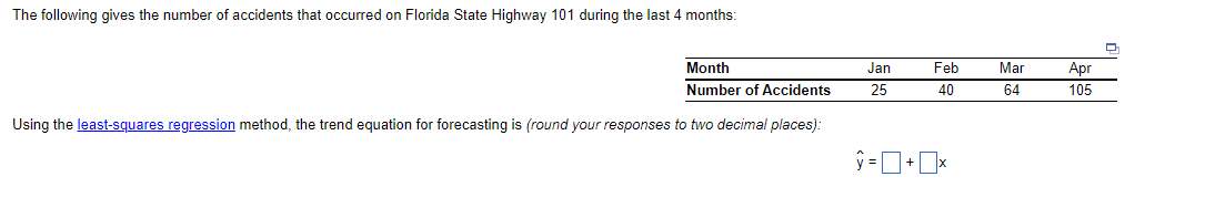 Solved Using the method, the trend equation for forecasting | Chegg.com