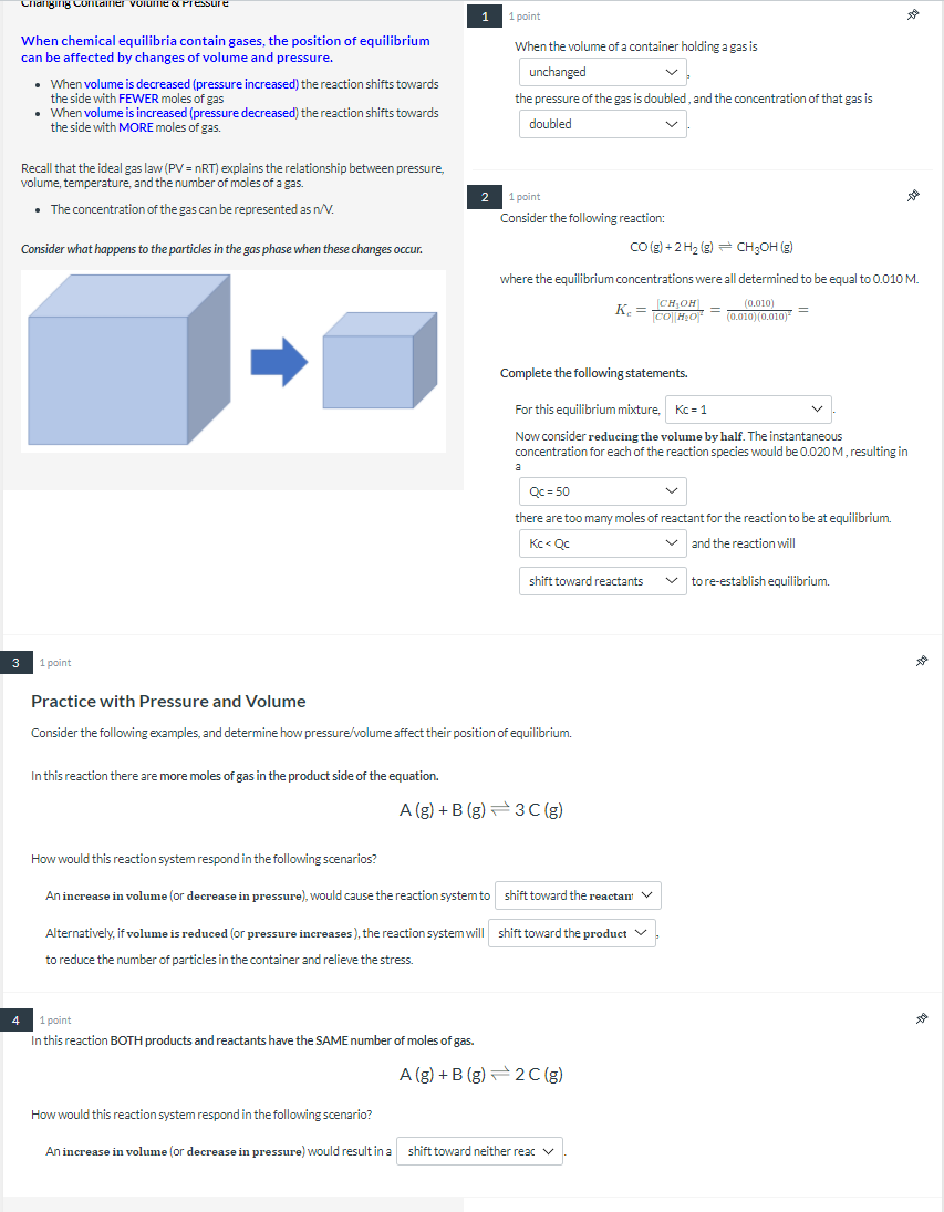 Solved Changing container volume arressure 1 1 point 1 When | Chegg.com