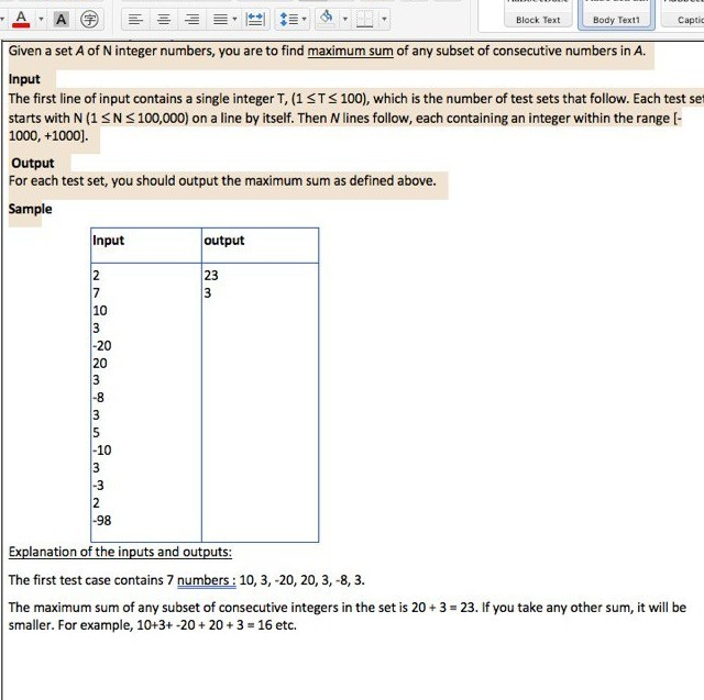 Solved Block Text Body Textl Given a set A of N integer | Chegg.com