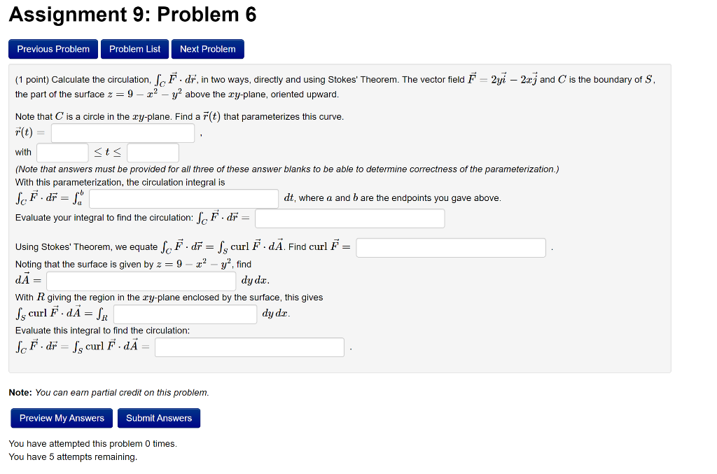 Solved Assignment 9: Problem 6 Previous Problem Problem List | Chegg.com