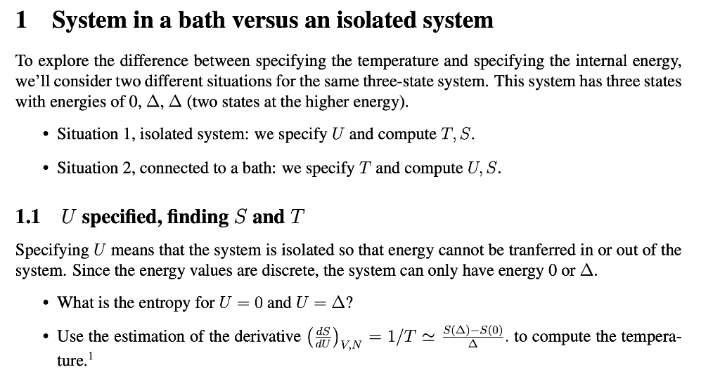 Solved 1 System in a bath versus an isolated system To | Chegg.com