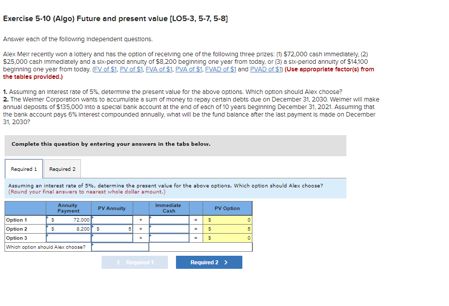 Solved Exercise 5-10 (Algo) Future and present value [LO5-3, | Chegg.com